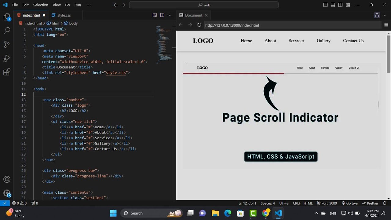 Scroll Indicator Using HTML CSS & JavaScript | No Talking