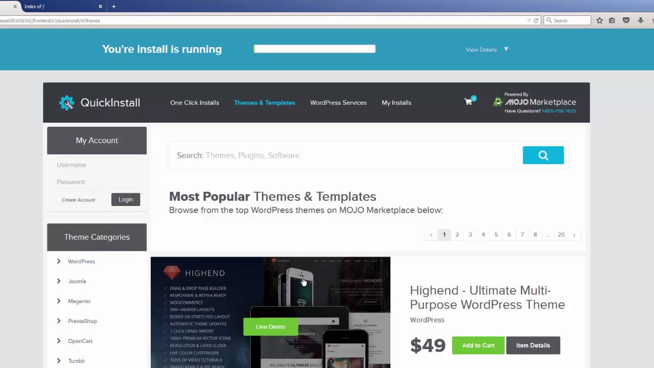 Installing Joomla with QuickInstall