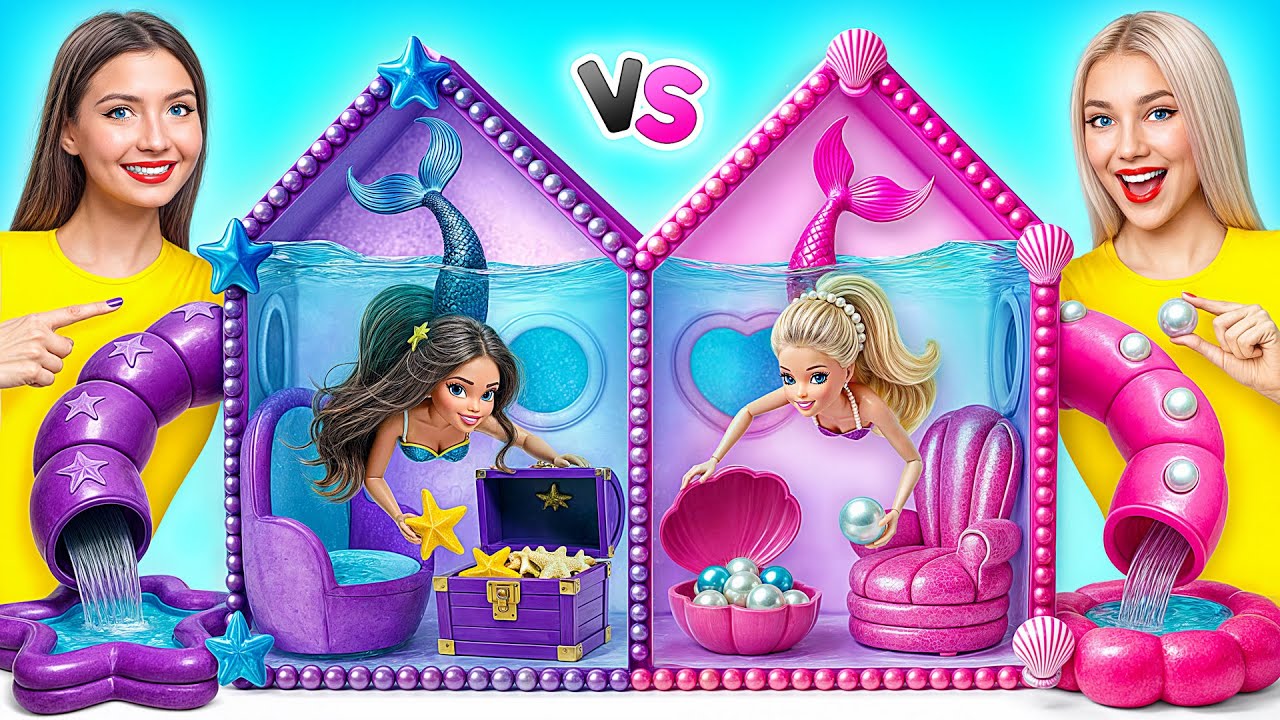 One Colored House Challenge Barbie vs Bratz Mermaids | Crazy Challenge by Multi DO Girls
