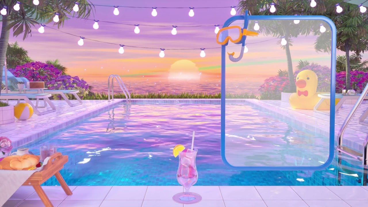 Animated vTuber Background | Pool Sunset