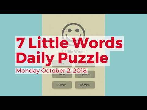 7 Little Words Daily Puzzle October 2 2018