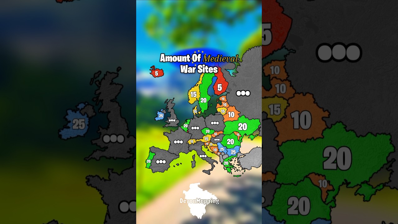 Amount Of Medieval War Sites #map #mapper #mapping #geography #history