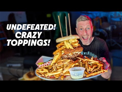 UNDEFEATED "STUFF YOUR FACE" BURGER CHALLENGE WHERE YOU DECIDE ON THE TOPPINGS!