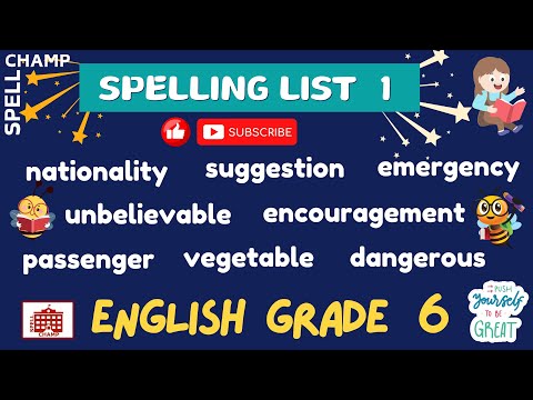 English Grade 6 Spelling List 1