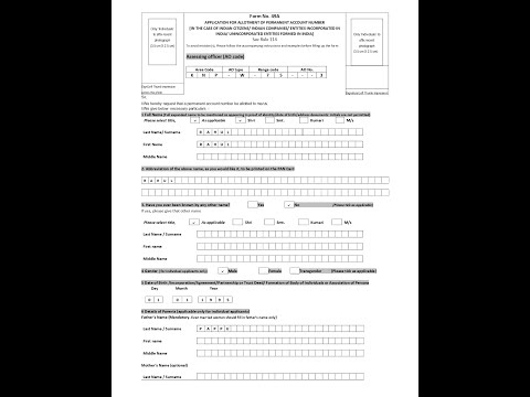 How to fill sample new pan card form No. 49A in pdf and word Format FOR ALLOTMENT OF PAN