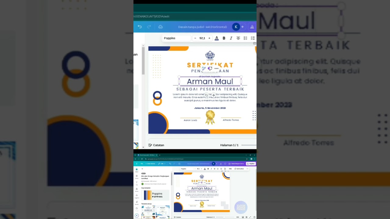 Cara Cepat Buat banyak sertifikat hanya sekali klik di canva #canva #tutorial