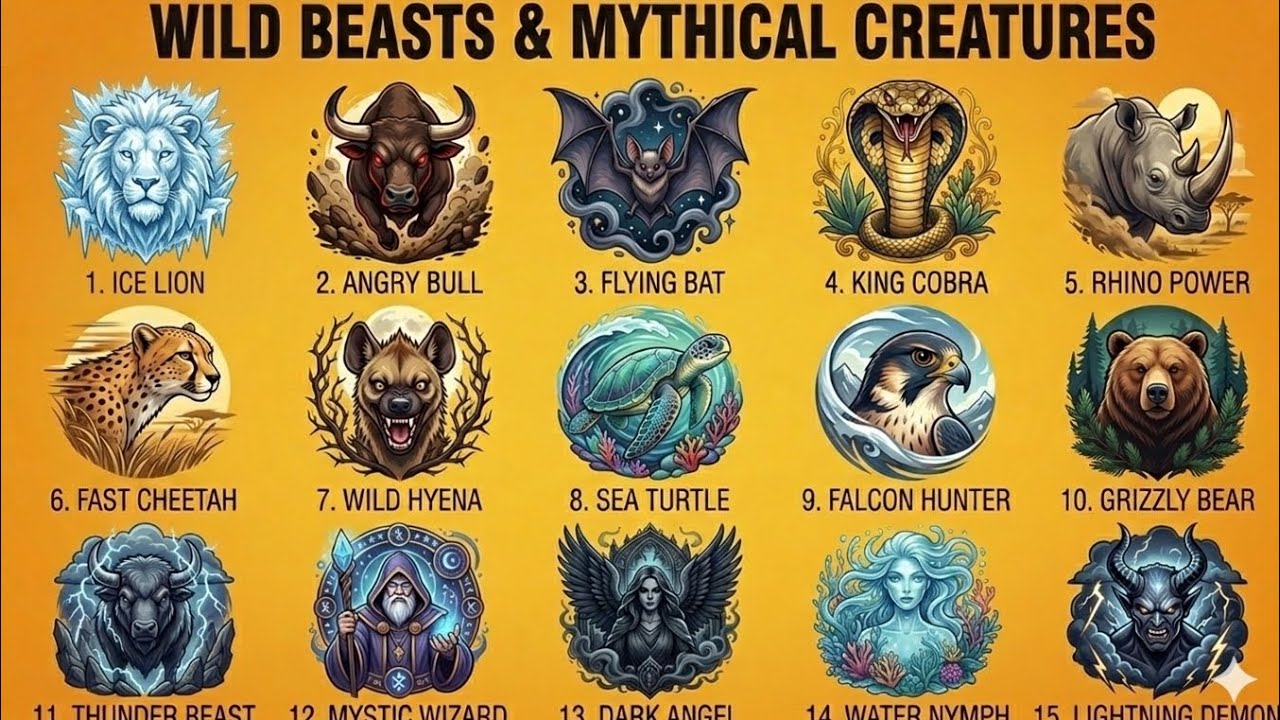 Top 15 Wild Beasts & Mythical Creatures | Ice Lion to Lightning Demon | Fantasy Animal Poster 2026