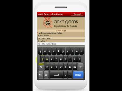 Ankit Gems mobile website - how to log in as a guest