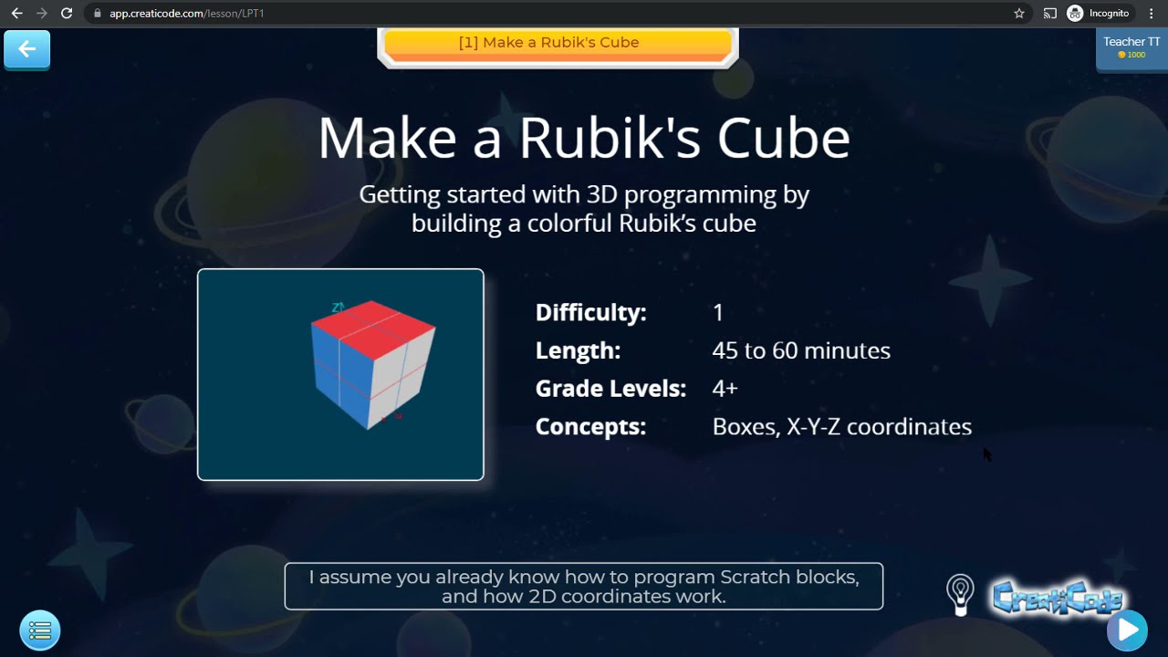 How to use the lesson interface at CreatiCode.com