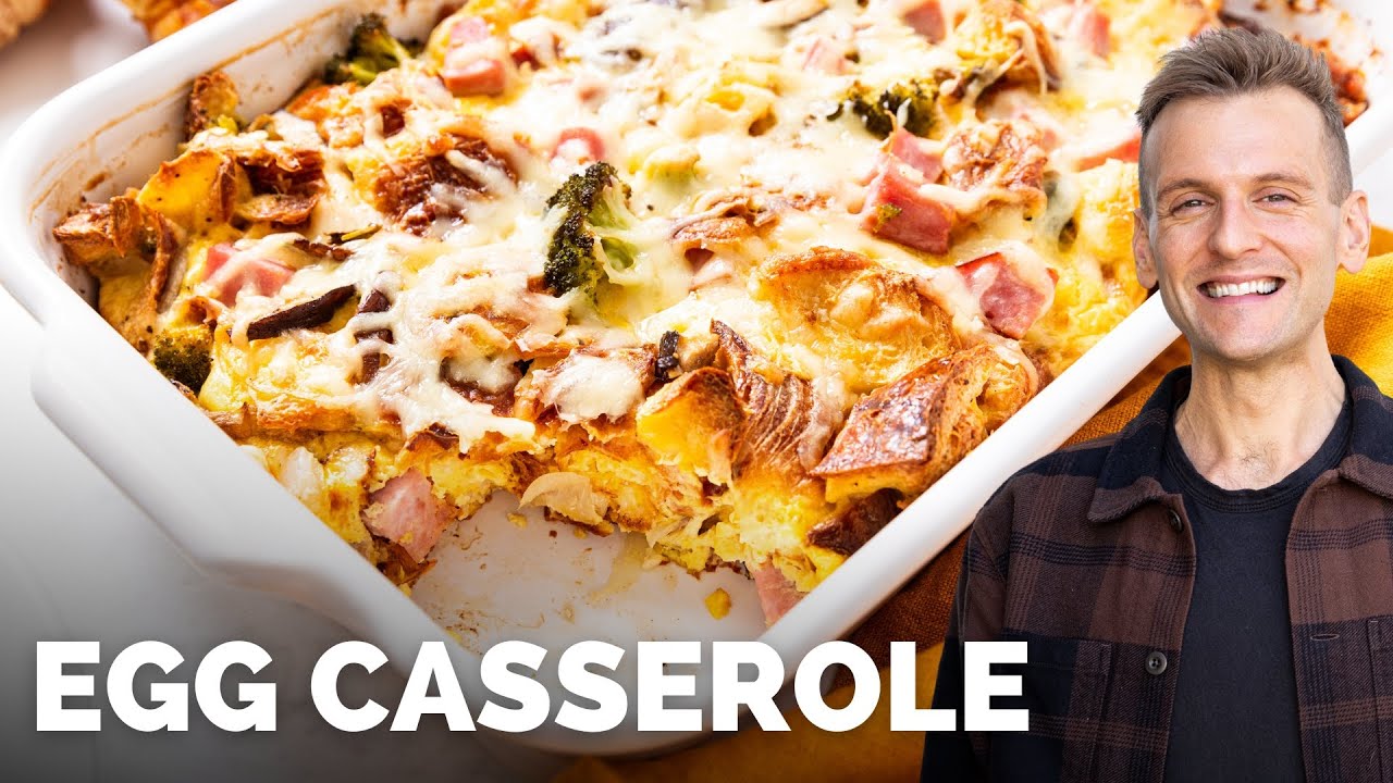 Ham & Cheese Croissant Egg Casserole