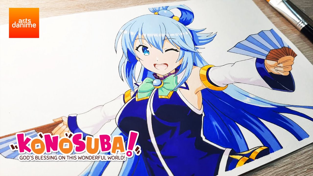 Paint with me: Drawing Aqua 💦| Acrylic Painting【KONOSUBA】