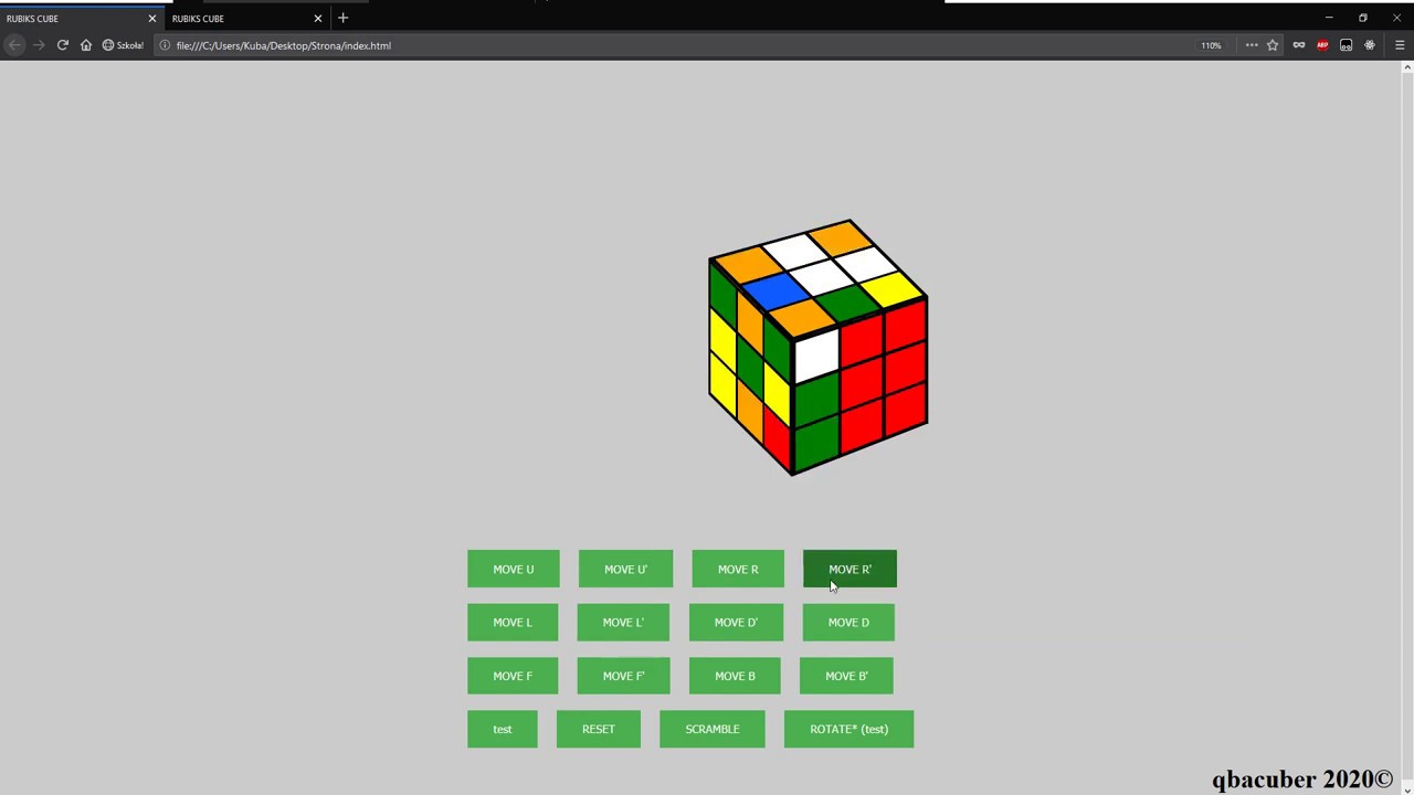 Rubiks Cube in JavaScript (HTML & CSS) 3D