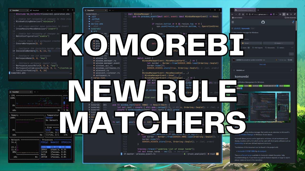 New Rule Matchers, incl. Regex! | Tutorial | Komorebi v0.1.19+ | Windows 11 Tiling Window Manager