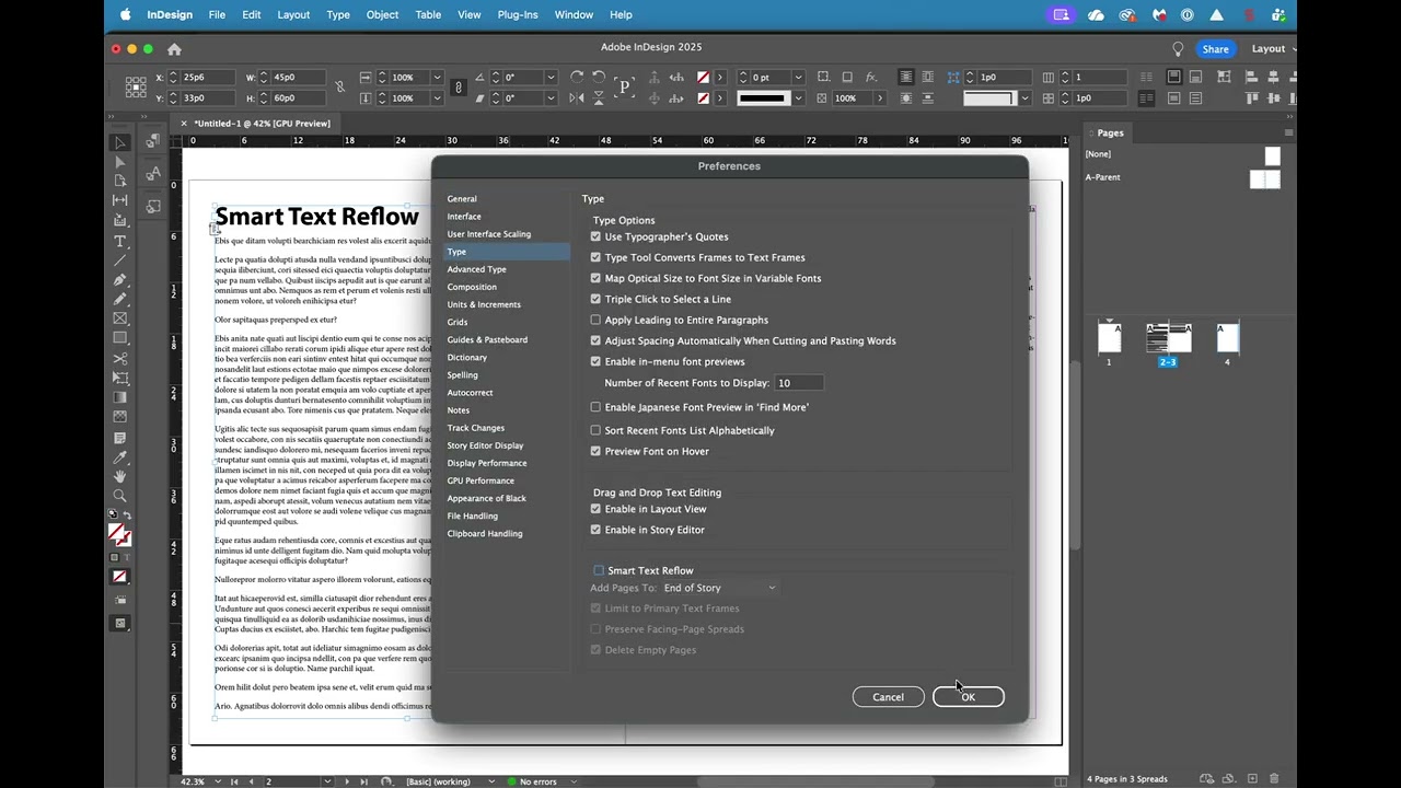 Adobe InDesign: Smart Text Reflow quick demo