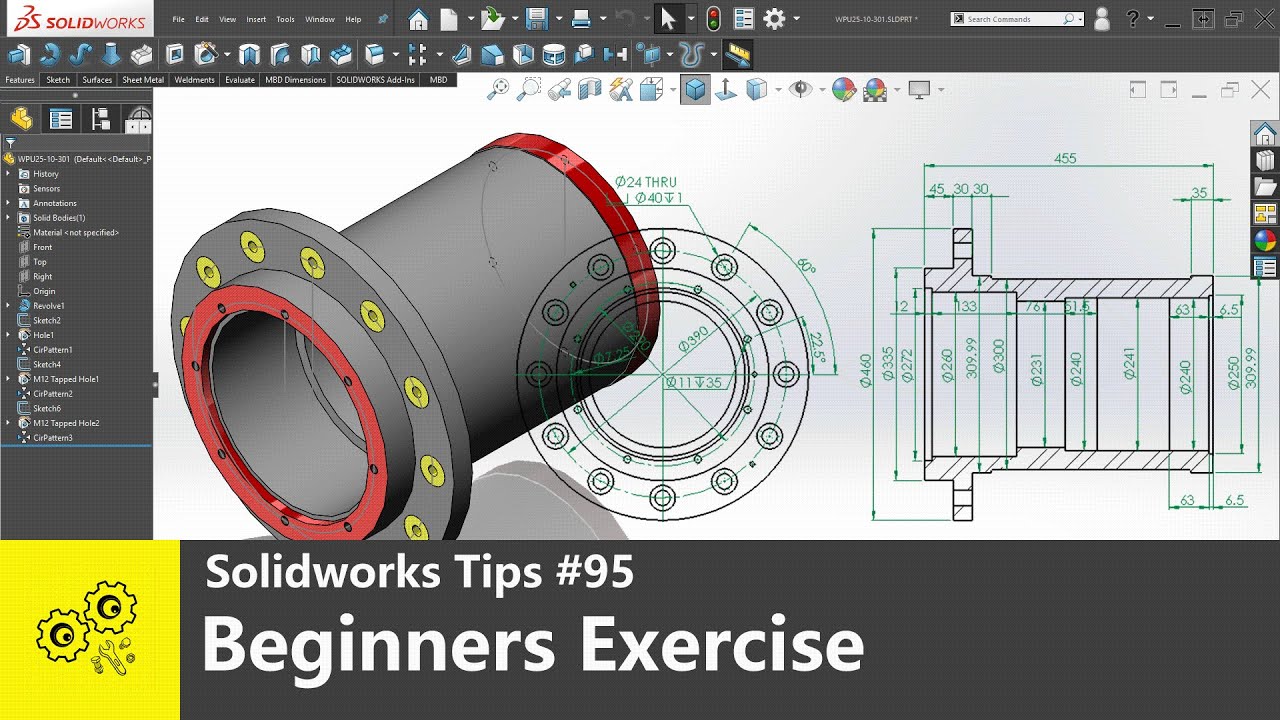 Solidworks tips #95 | Tutorial for Beginners exercise