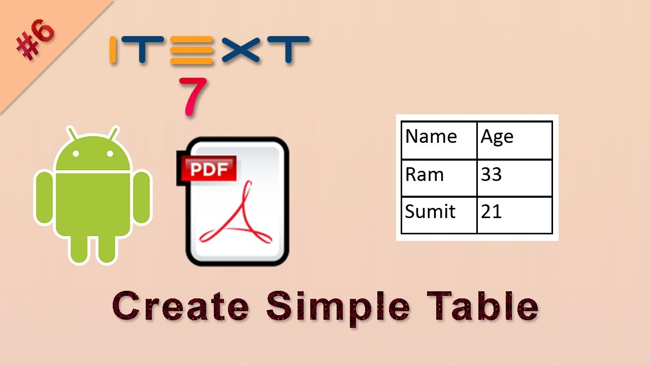 #6 Create Simple Table | Create Table | iText 7 Android tutorial | iText 7 Java and Android tutorial