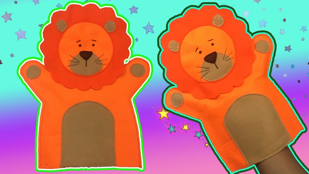 Títere de león -  como hacer un títere de león para mano - títere de fieltro