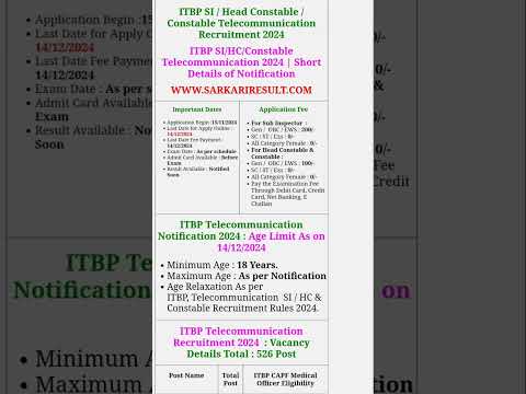 ITBP telecommunication head constable recruitment 2024 #itbp #itbpheadconstable #constable