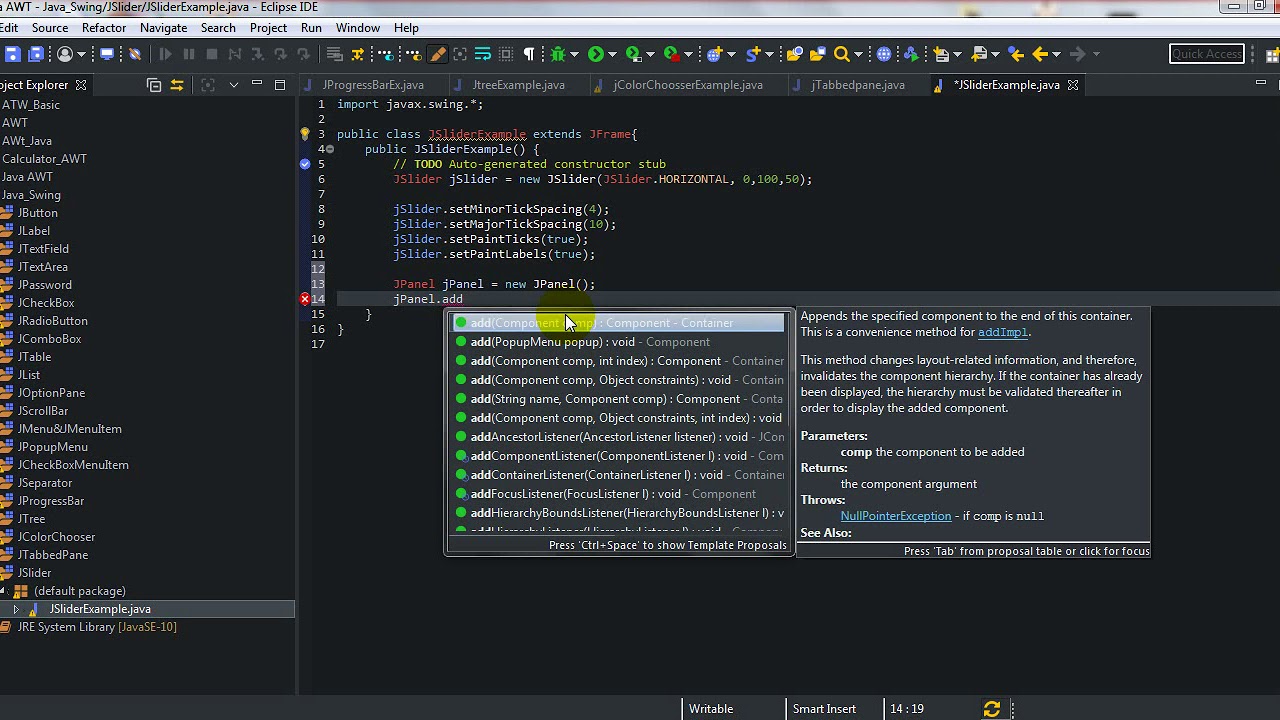 23. JSlider Java Swing Tutorial without voice