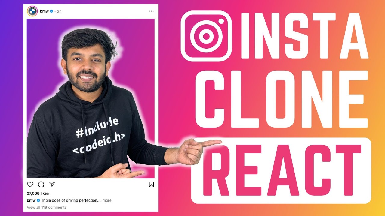Simple Instagram Clone using React | 3 Hours | code io - Tamil