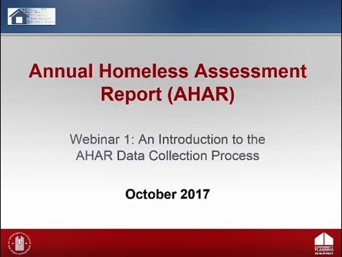 Webinar 1: An Introduction to the 2017 AHAR Data Collection Process
