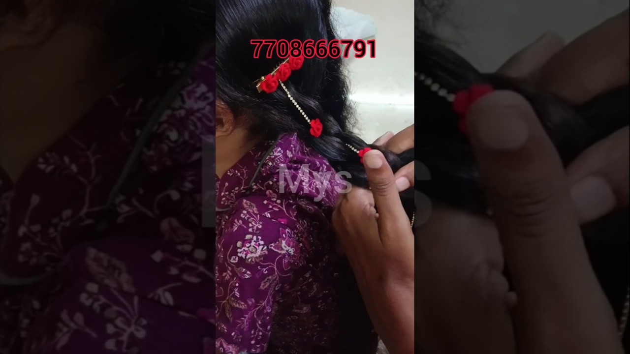 Velvet Rose Alligator Clips with Stone Chain Braid Design | Cute Angel Model 💖✨#hairaccessories #diy