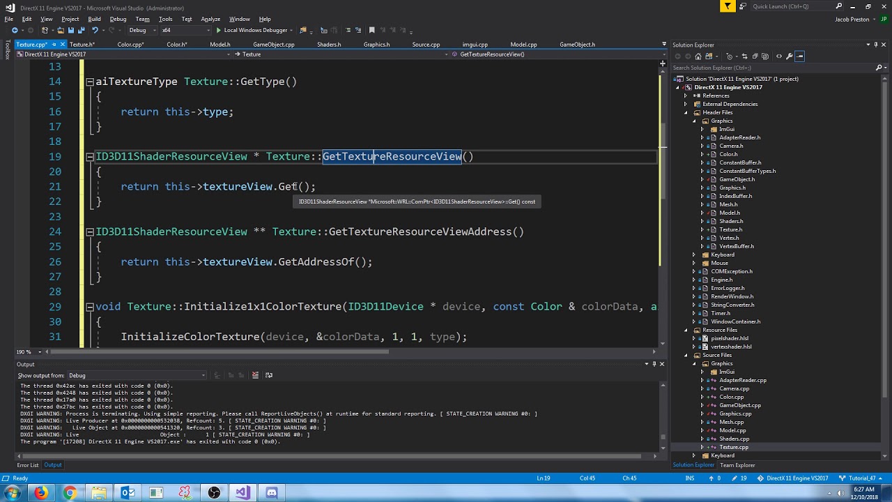 C++ DirectX 11 Engine Tutorial 47 - Color / Texture class setup