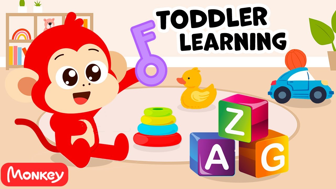Educational Video for Toddlers with Teacher Monkey 1️⃣2️⃣3️⃣ Abc, Color, Letter, Number in English
