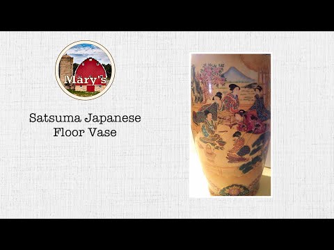 Antique Satsuma Japanese Floor Vase, 24" from Mary's Red Barn