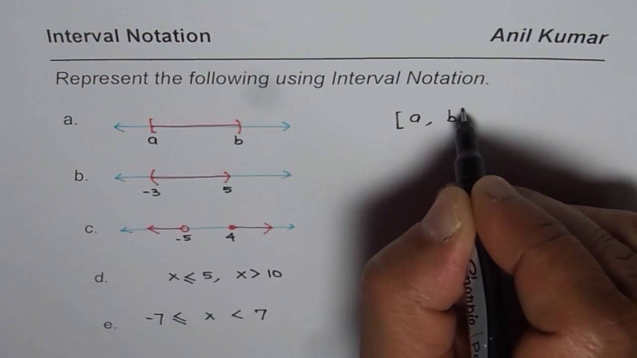 Practice Test on Interval Notations