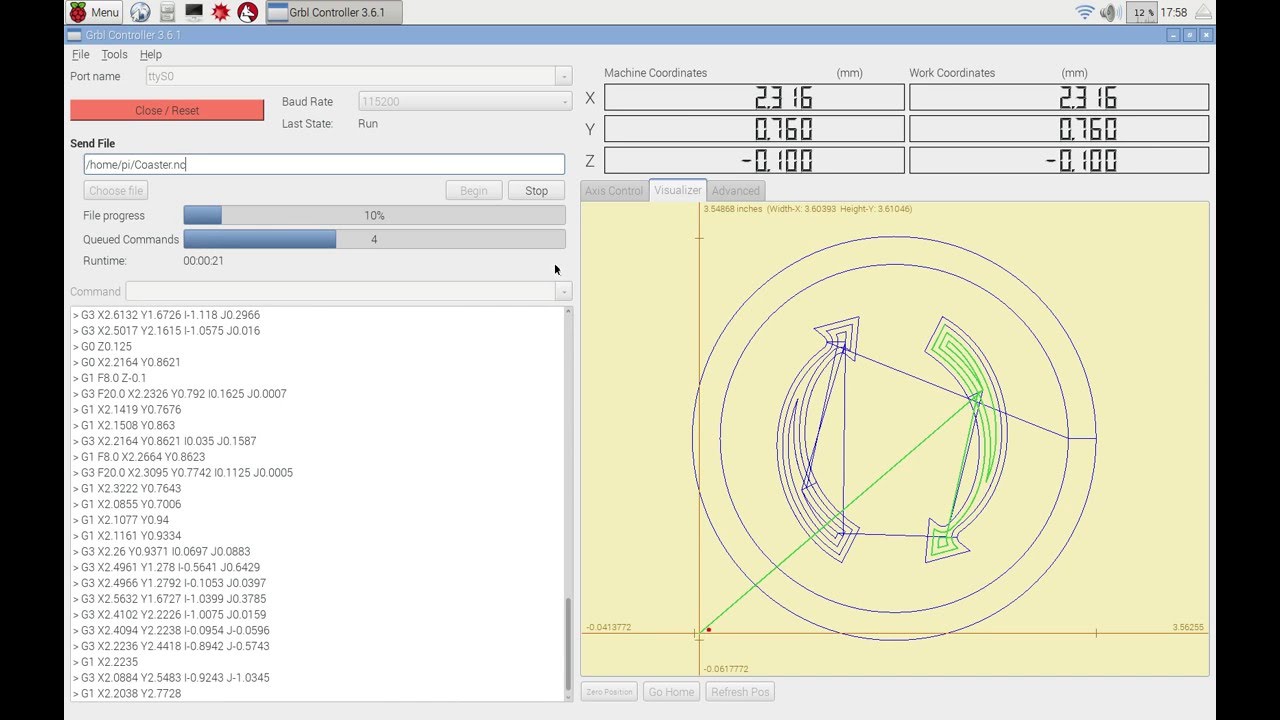 Raspberry Pi + aLaMode (Arduino) Grbl CNC Controller Test