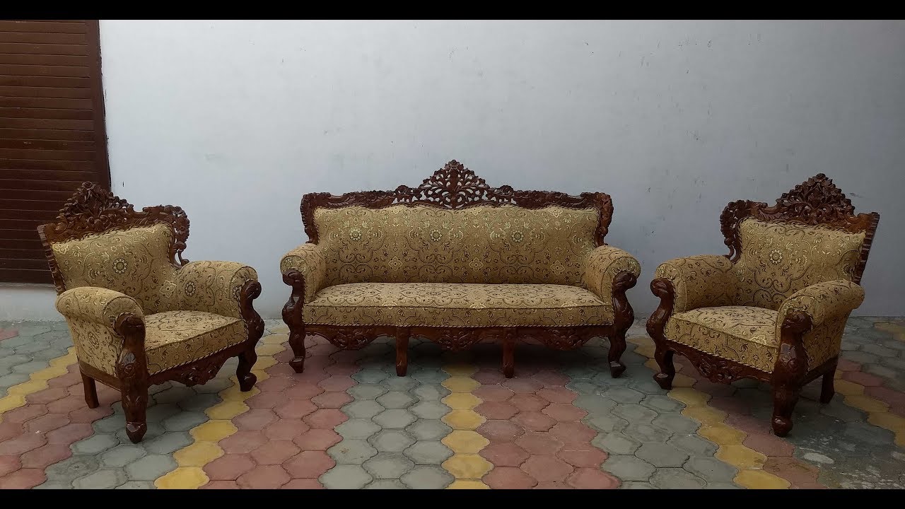 #79 Wooden 5 Seater Victorian Sofa Set | Classic Living Room Set | Aarsun