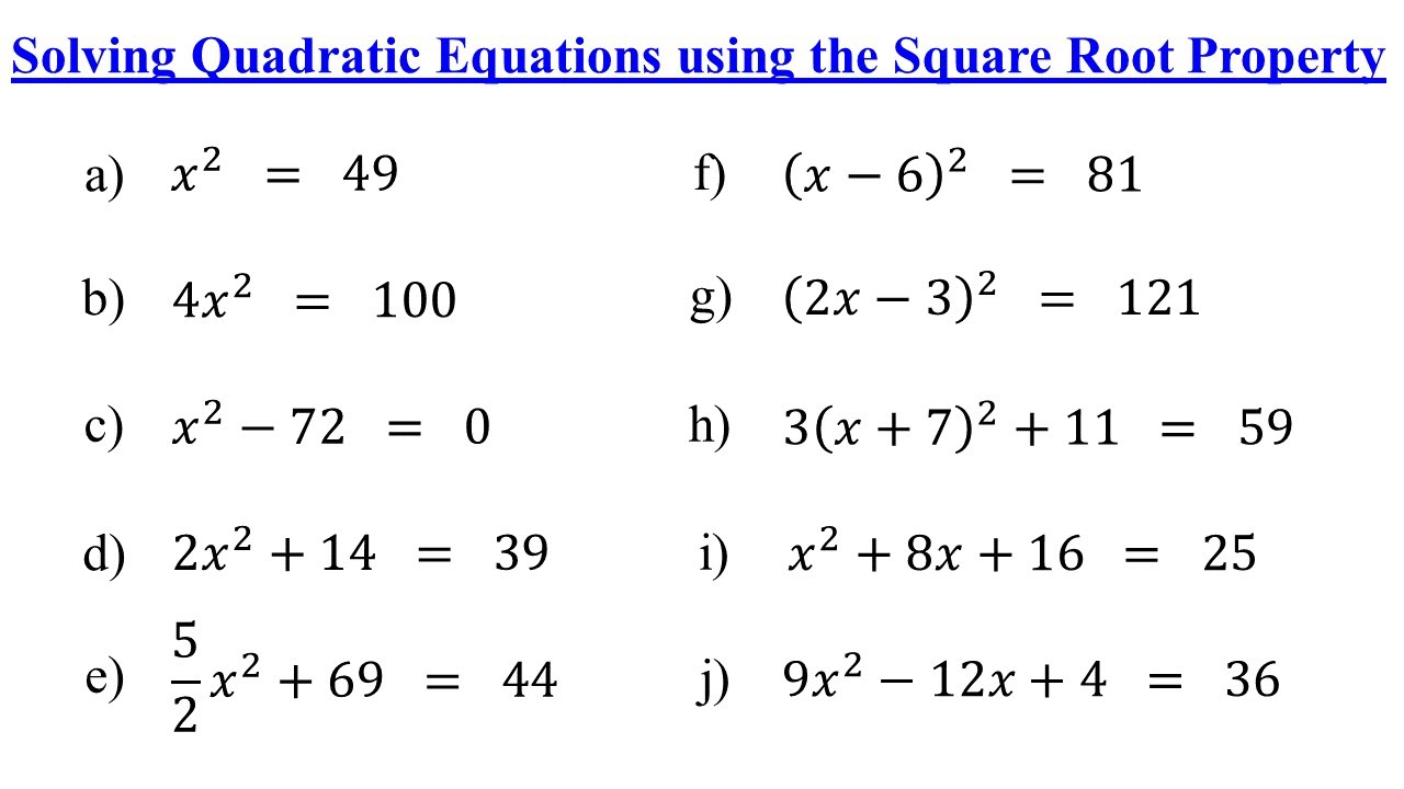Solving Quadratic Equations by Square Root Property │Algebra