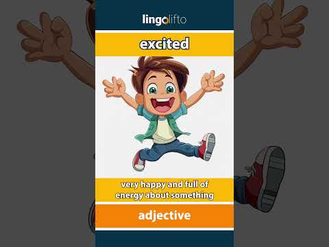 🇬🇧 Excited Meaning : Flash Card : Learn English Vocabulary