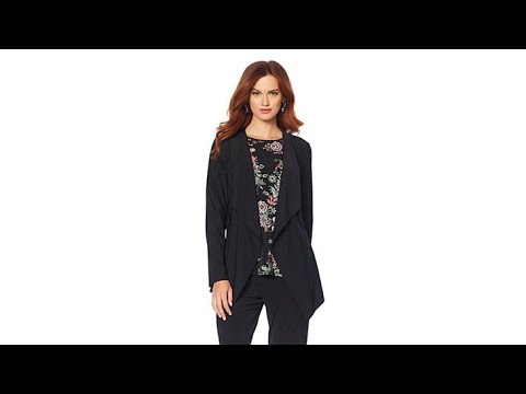 Antthony "Metallic Flower" Draped Jacket and Printed Top...