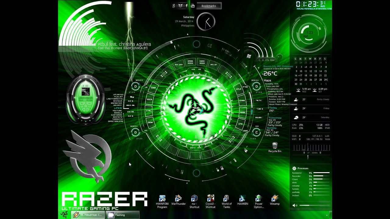 Rainmeter Razer Theme with Lightning
