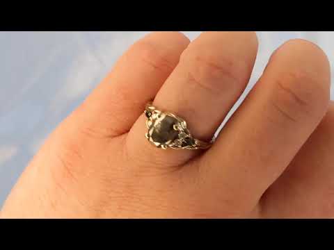 Branch and Leaf Diamond Engagement Ring | Twig Promise Rings for Women | Black Promise Ring