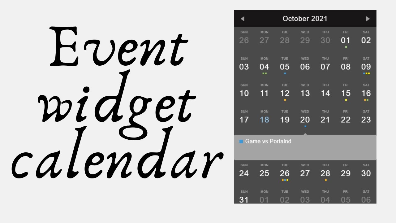 Event widget calendar html CSS javascript | Source code