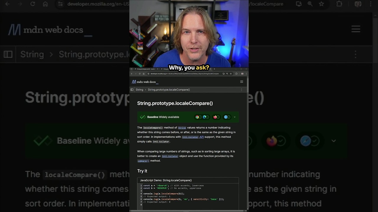 localeCompare sorts better! 🔥