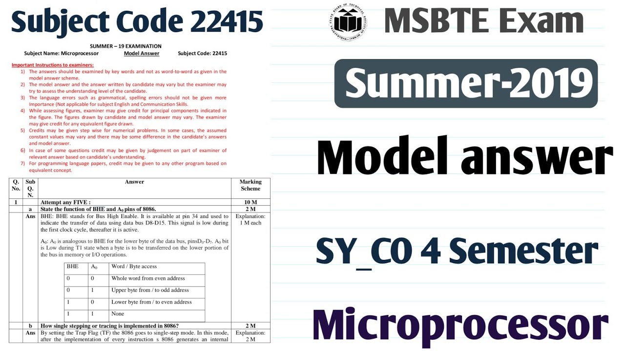 22415 summer 2019 model answer | SY_CO 4 Sem Microprocessor Model answer MSBTE Exam 2023