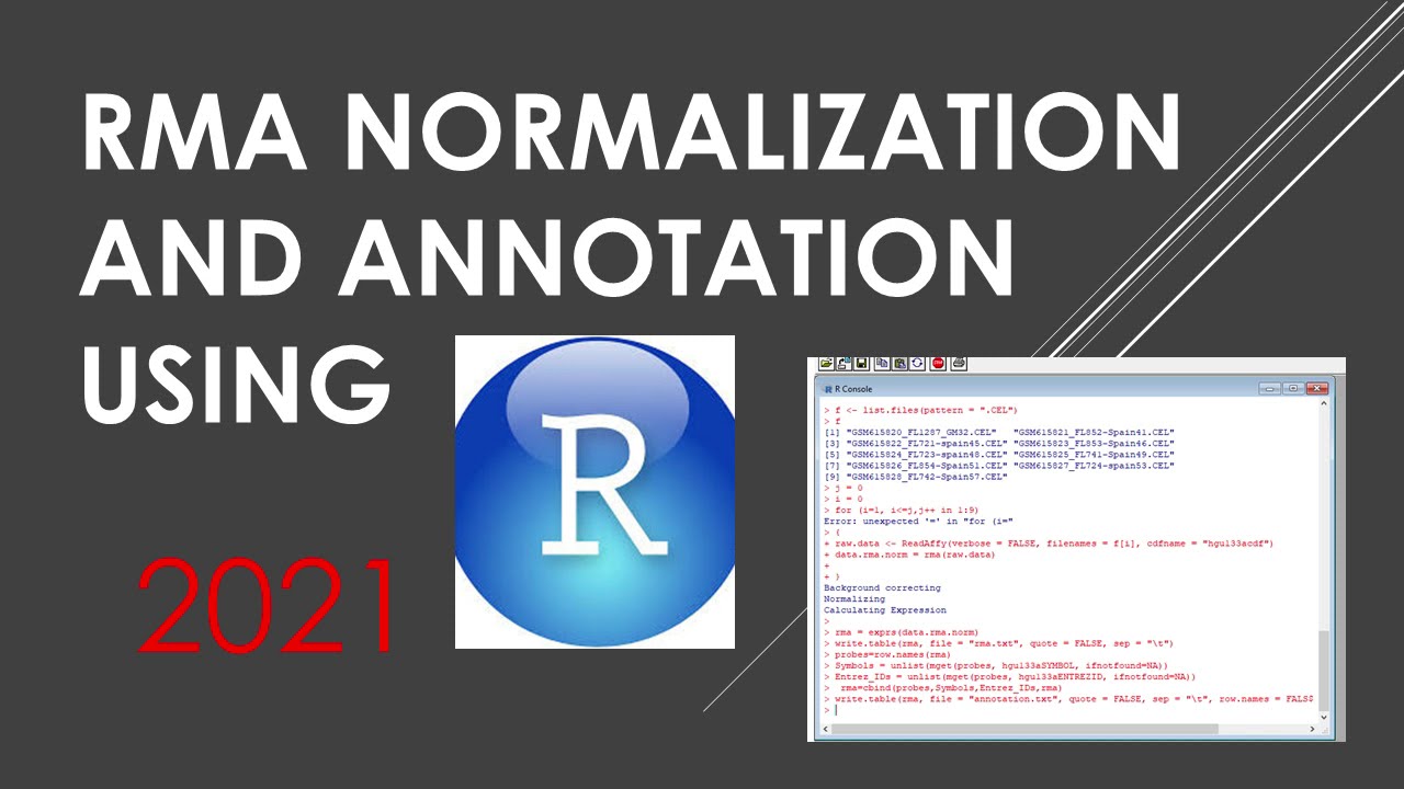 Microarray Data Analysis using R - RMA Normalization and Annotation  - tutorial