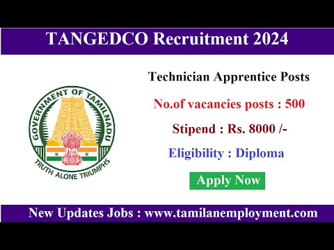 Tangedco recruitment 2024 apply online - Technical Apprentice