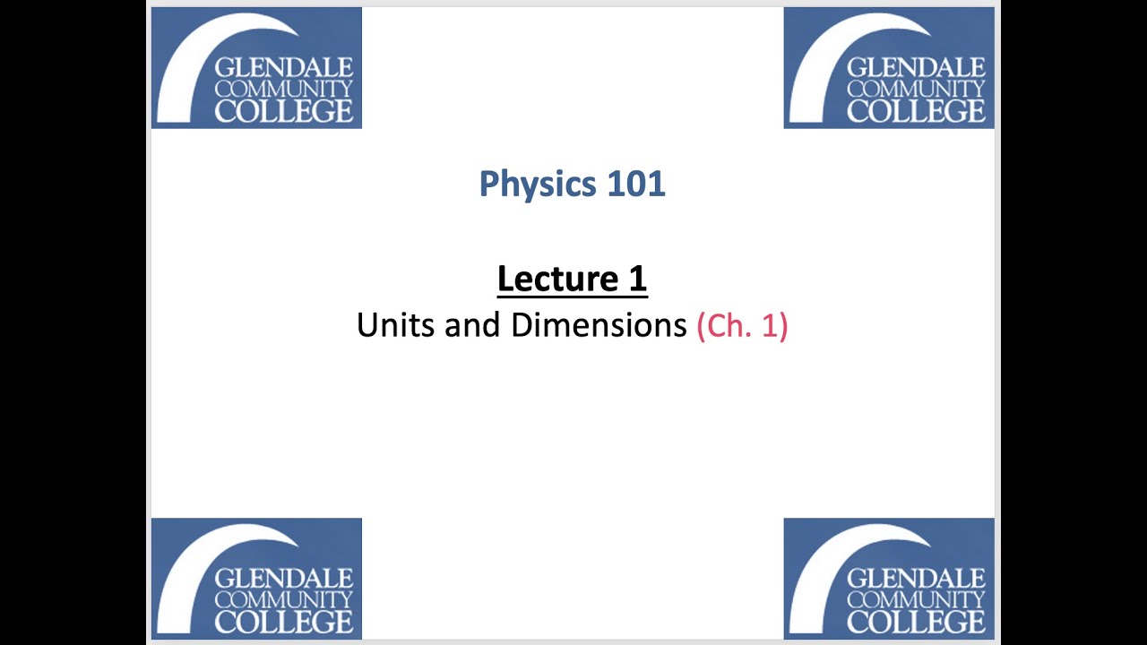 Phys 101 - Lecture 1 - Units and Dimensions