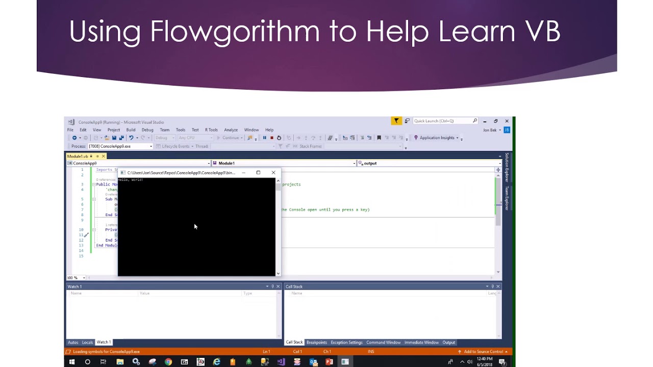CIS 119 Lecture: Course Overview v2 - 6. Using Flowgorithm to Help Learn VB