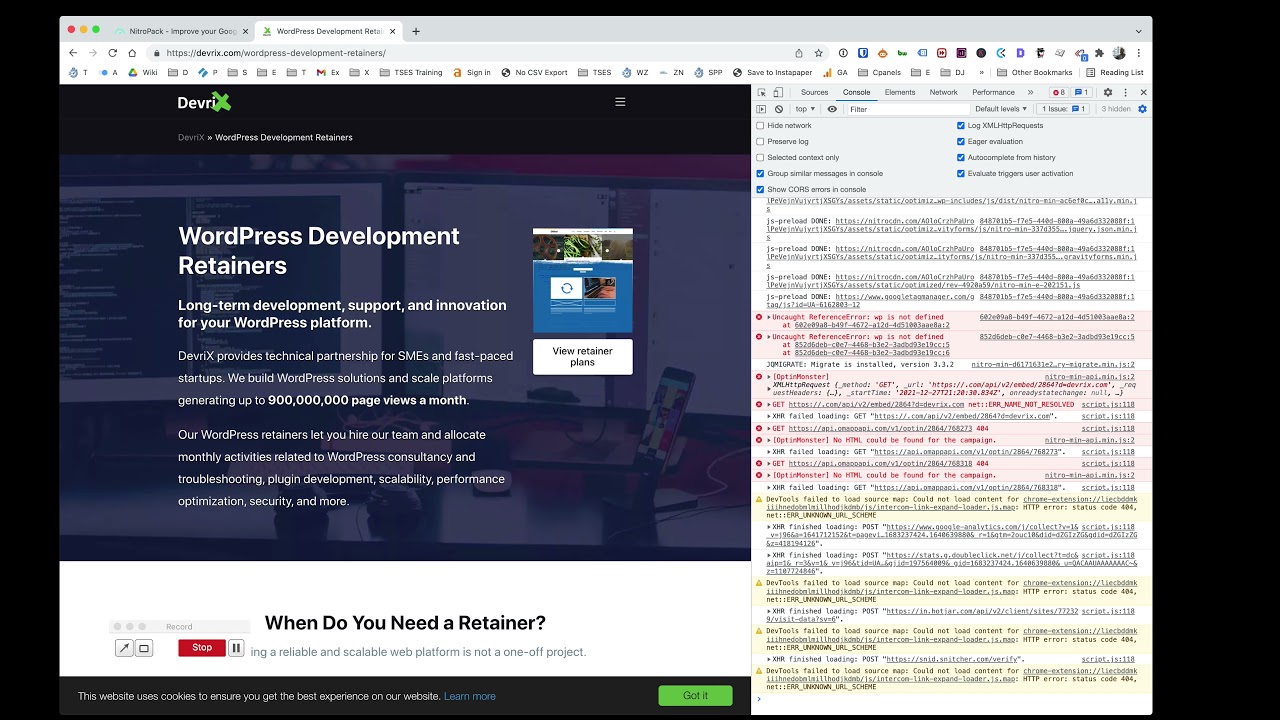 NitroPack Troubleshooting - How to check for Javascript errors after enabling Nitro