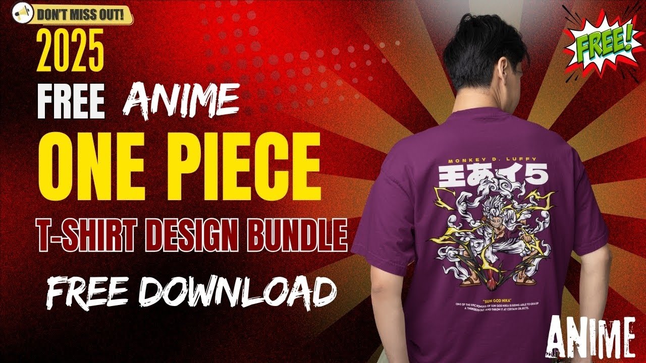 Free One Piece Anime T-shirt Design Bundle 2025 | All Design Are High Quality  Design Download Now📩