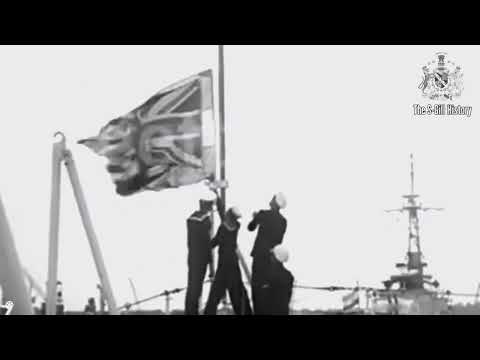 The fall of British raj in India. Lowering the flag of uk and place in with India’s. uk anthem.