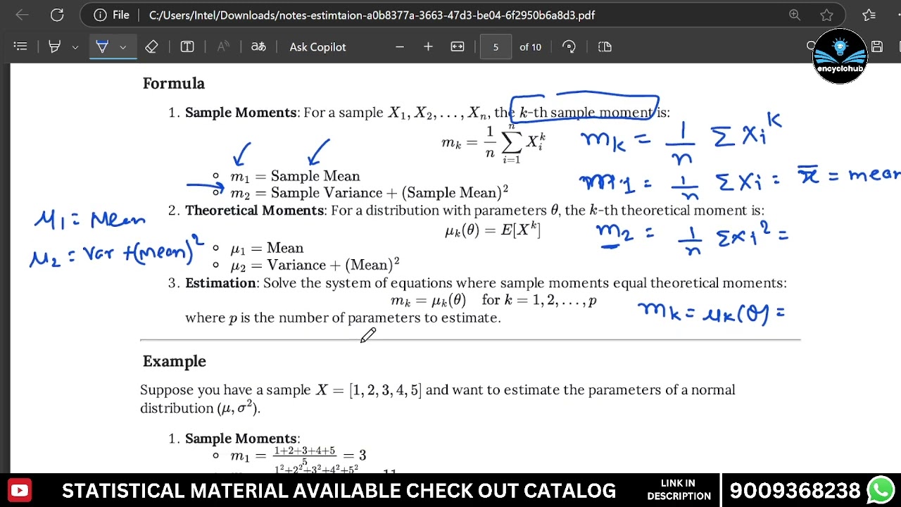 METHOD OF MOMENTS   Statistical Inference and Hypothesis Testing STATISTICS, ISS