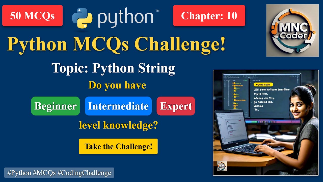 Python String - MCQ Quiz | Beginner to Advanced Exam & Interview Pre | Online Test with Answers