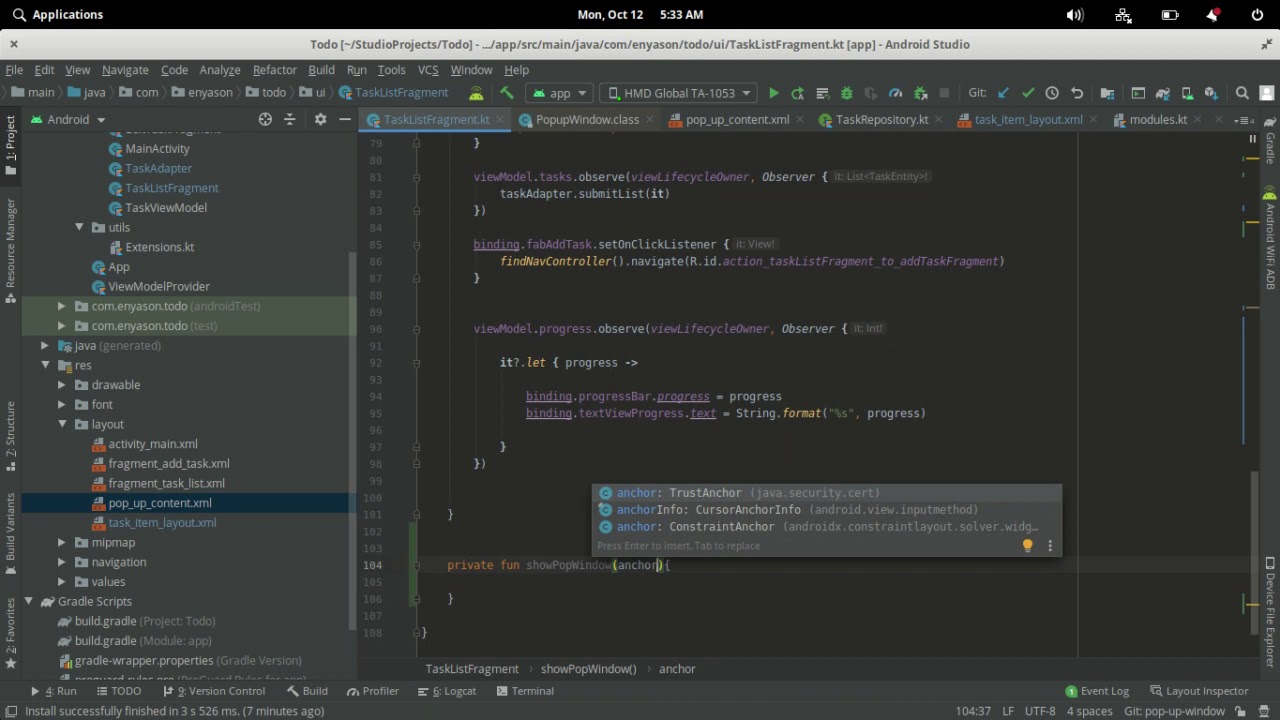 How to implement custom pop up menu in android